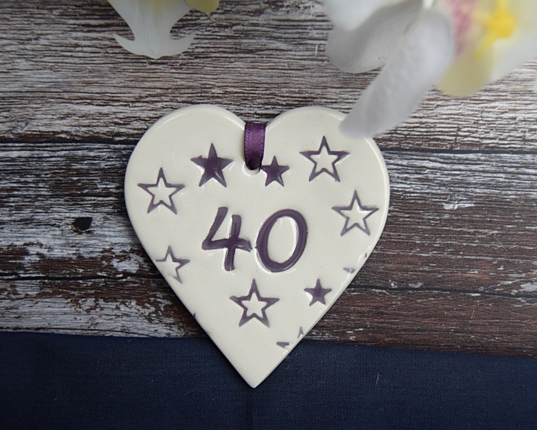 40 Handmade Ceramic 40th Birthday Heart Ceramic Birthday - Etsy UK