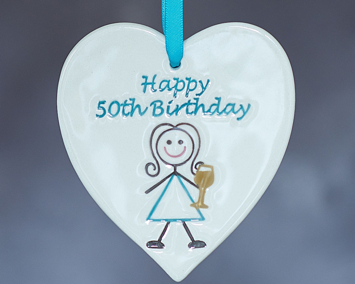 Happy 50th Birthday heart Gift for a 50th Birthday Handmade | Etsy