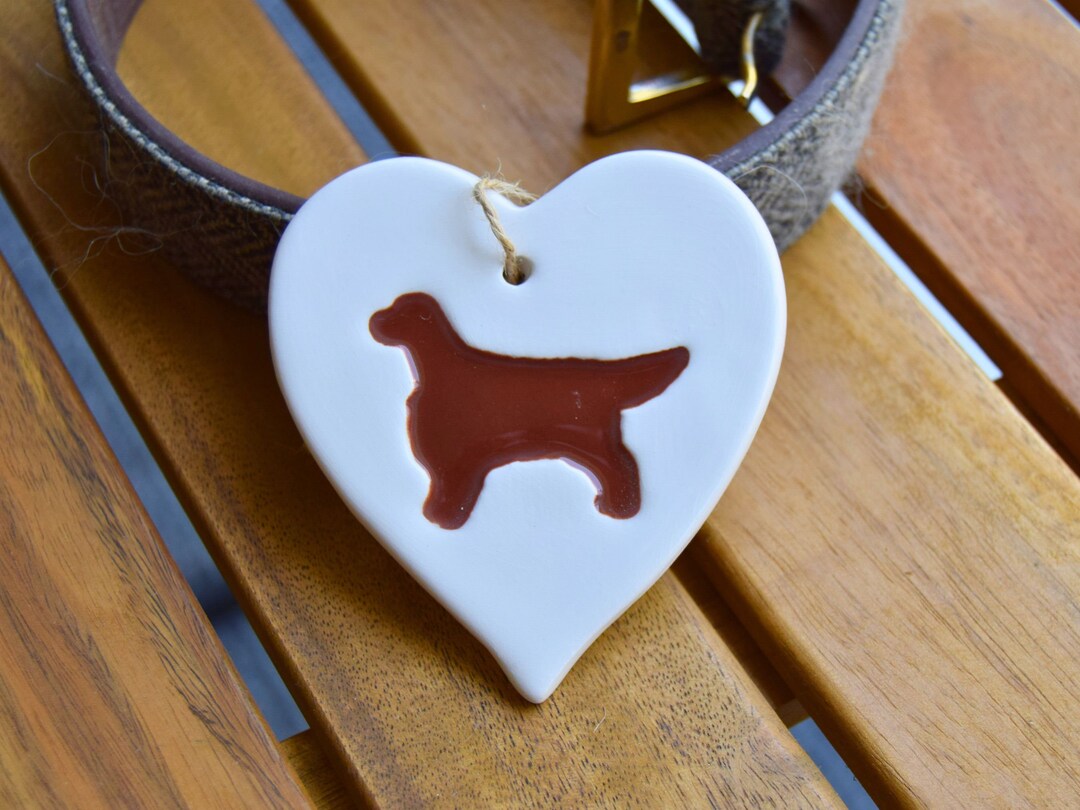 Red Setter, Handmade Ceramic Heart for a Irish Setter Lover, Red Setter ...