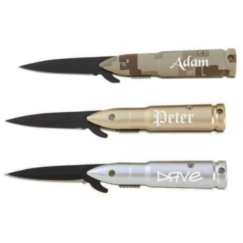 Engraved Personalized Bullet Shaped Knife Groomsman Best Man Father ...