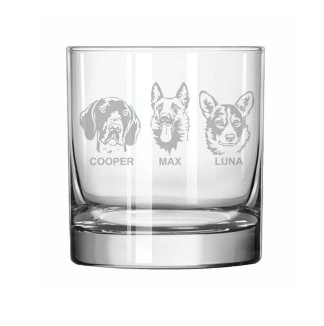 Custom Personalized Dog Face Rocks Whiskey Glass, Dog Dad Gift, Dog Mom ...