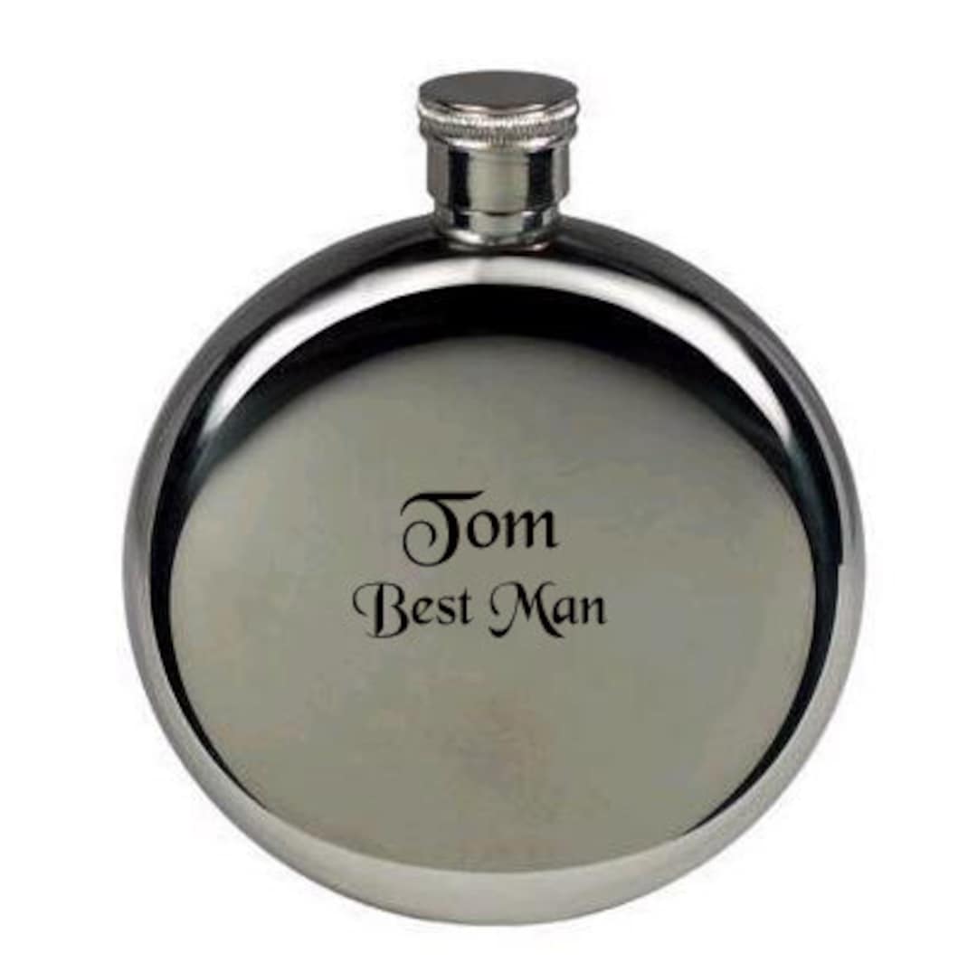 Engraved Stainless Steel 5oz Round Hip Flask Personalized Custom - Etsy