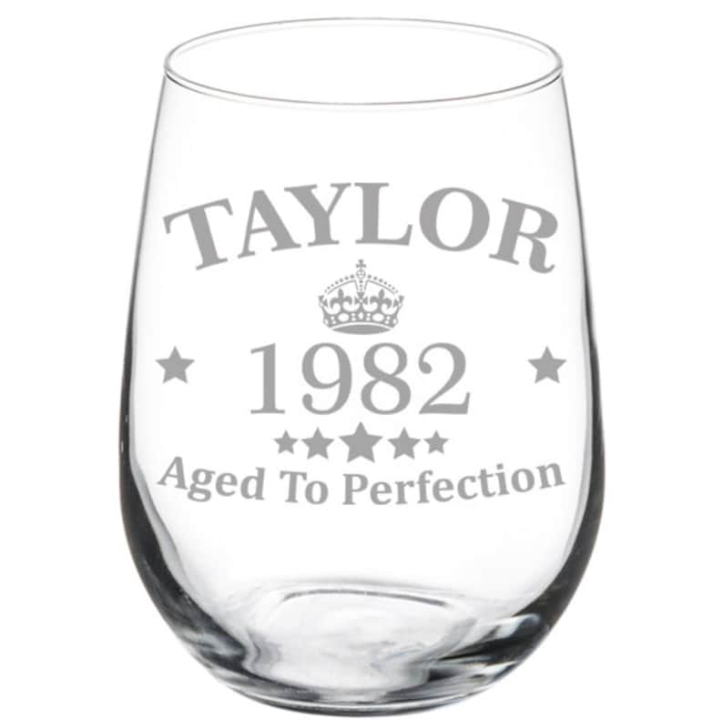 Custom Personalized Engraved Birthday Gift Perfection Crown Stemless or ...