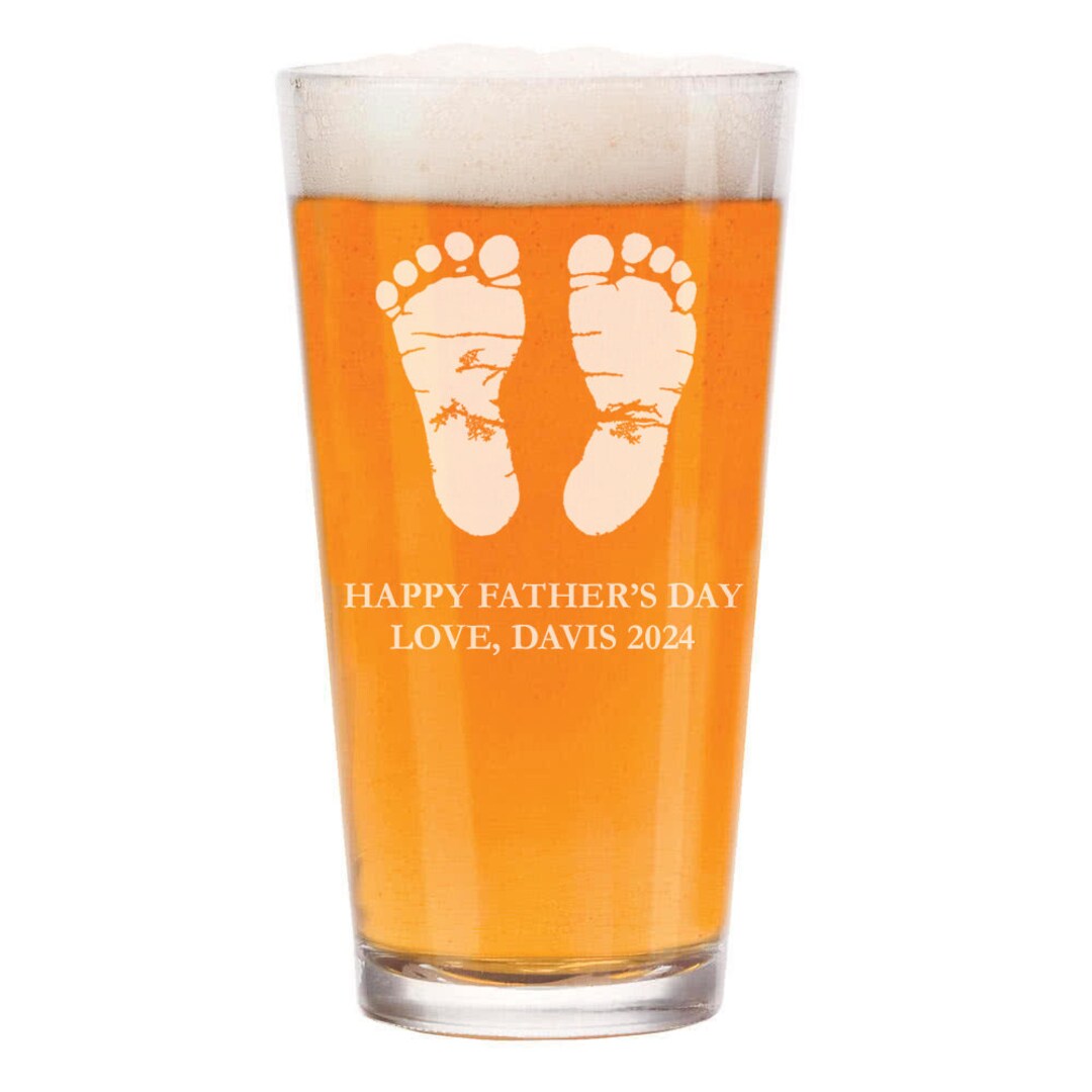 Engraved Custom Baby Footprints Glass, Gift for Dad, Father's Day Gift ...