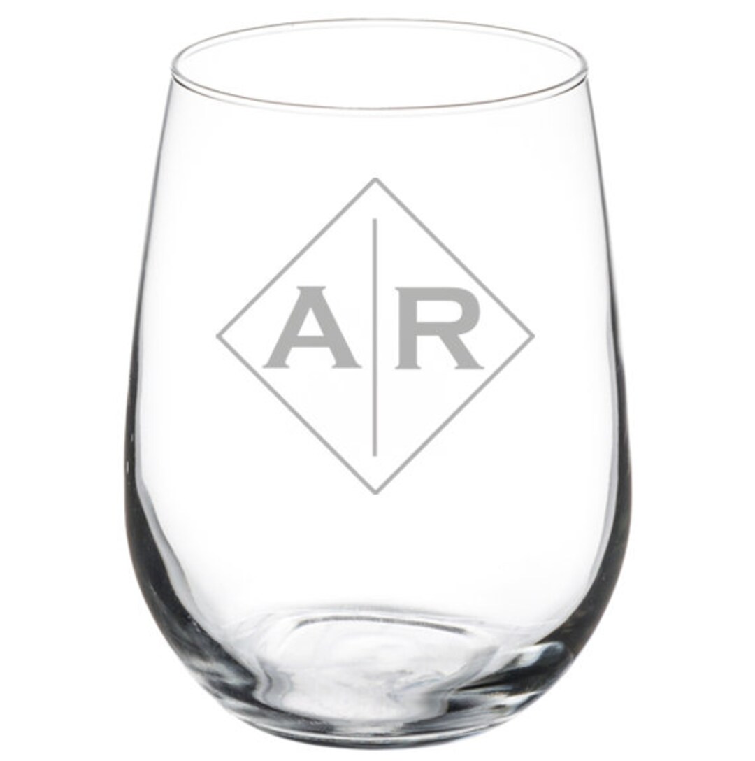 Initials Monogram Square Custom Personalized Engraved Stemless or ...