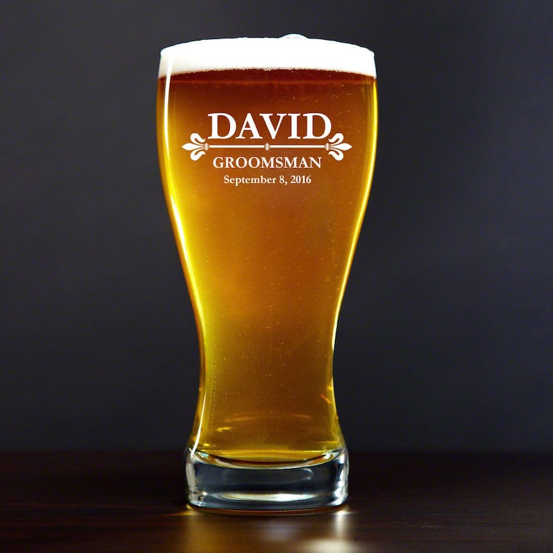 Custom Engraved Personalized Beer Glass Pilsner Stein Mug Fleur-de-lis ...