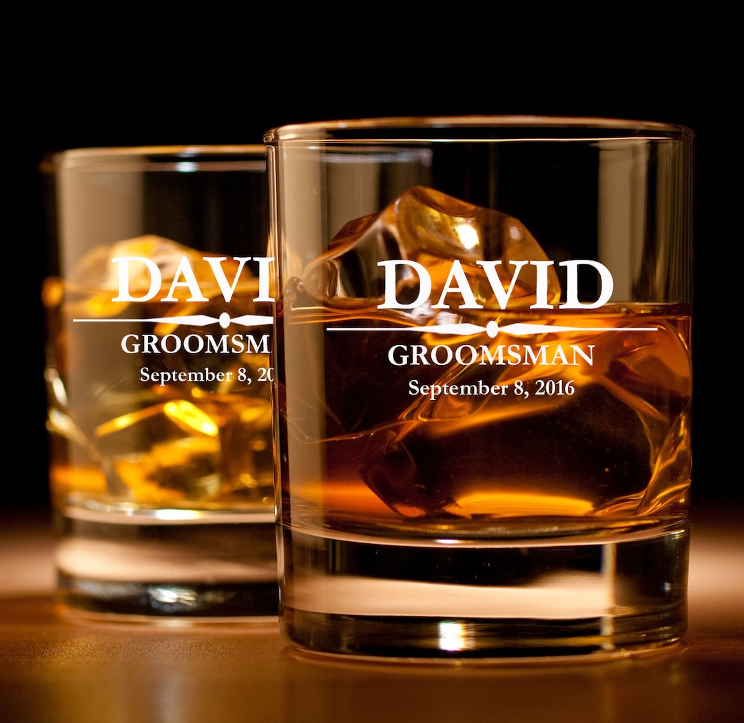 Custom Engraved Personalized Rocks Whiskey Glass Groomsman Wedding Best ...