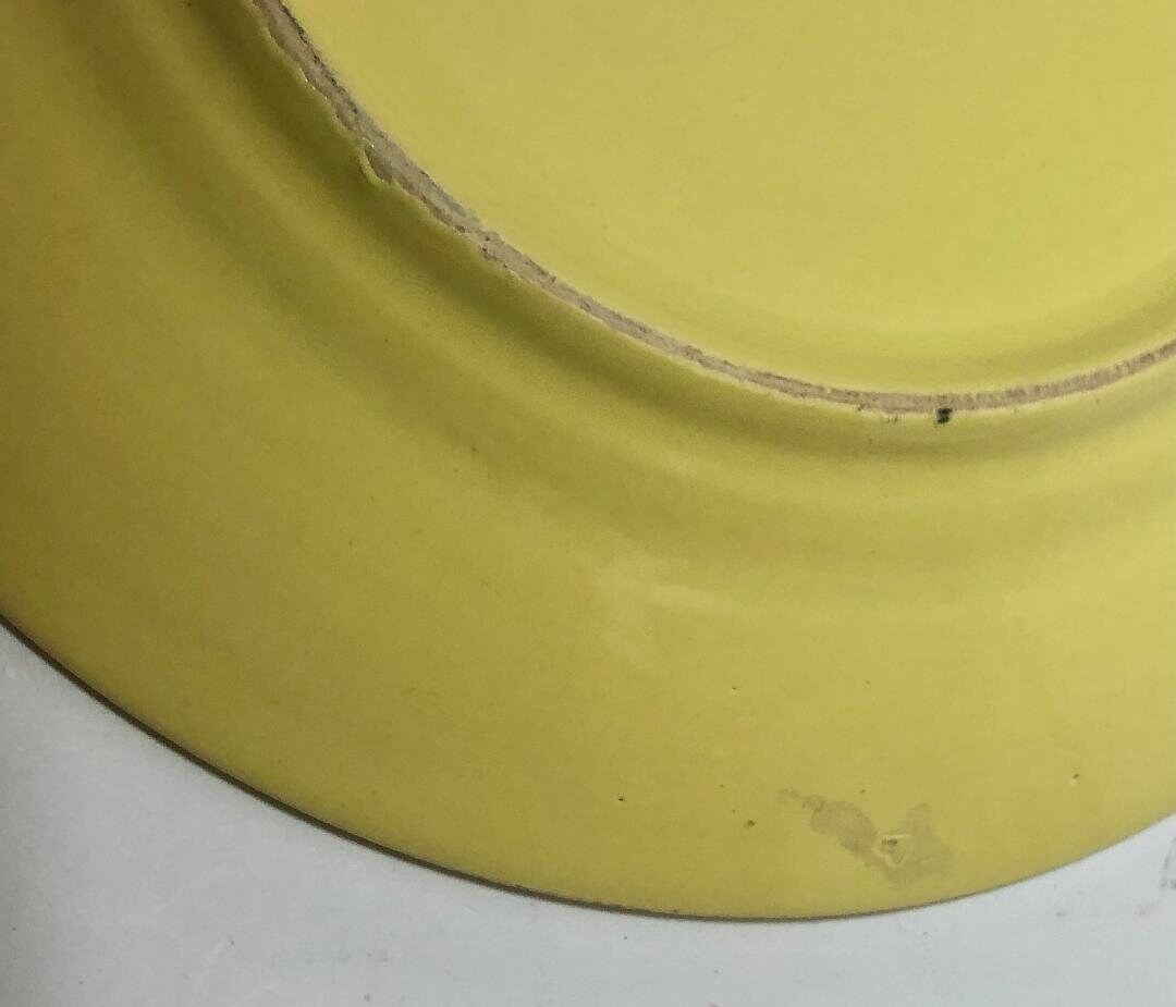 SALE Antique Henriot HB Quimper Soleil Yellow Plate Unique Woman French ...