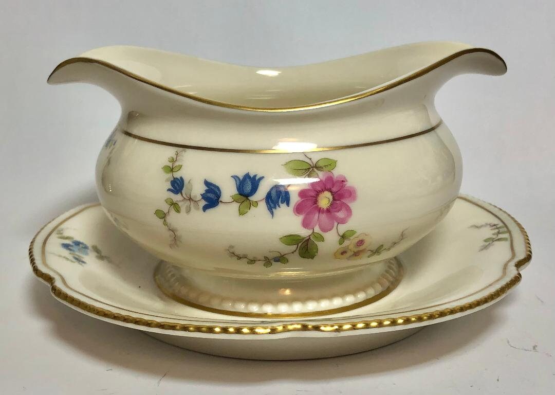 Vintage Castleton China SUNNYVALE Floral Pattern Gravy Boat Dish Gold ...