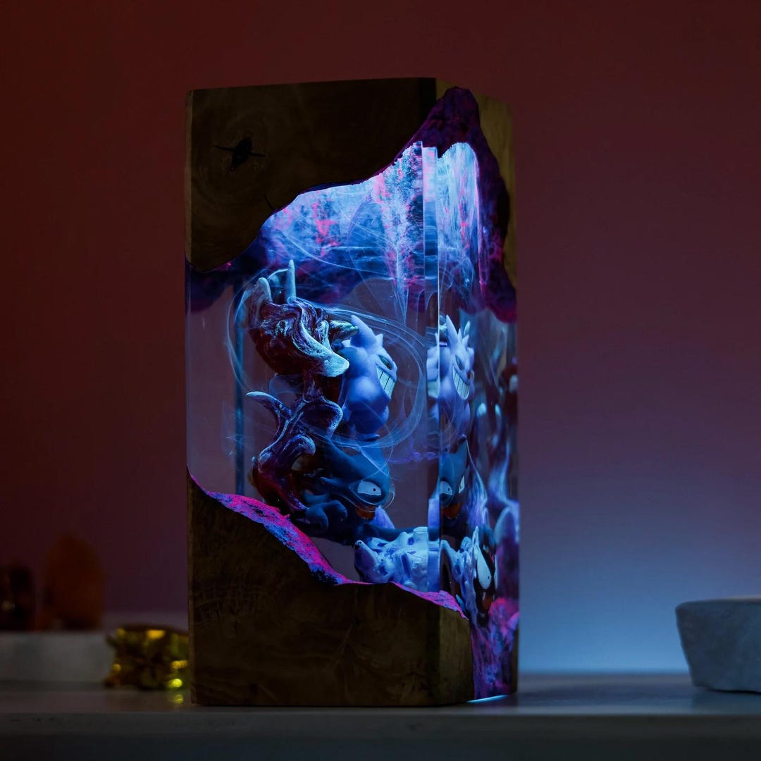 GENGAR POKEMON Resin Lamp, Custom Gengar Epoxy Lamp, Anime Desk Lamp ...