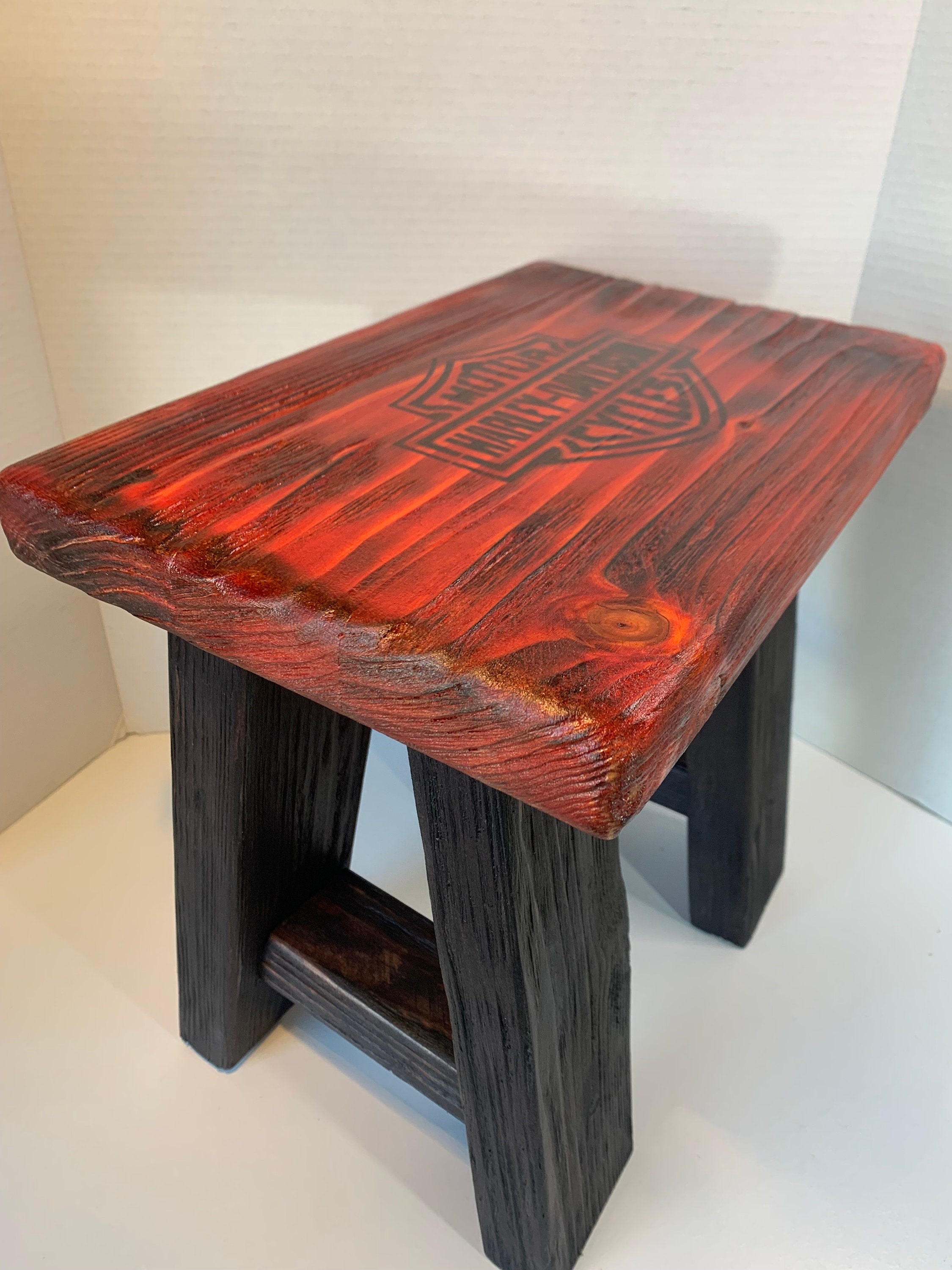 Handmade Solid Wood Harley Davidson Bench Small Stool - Etsy