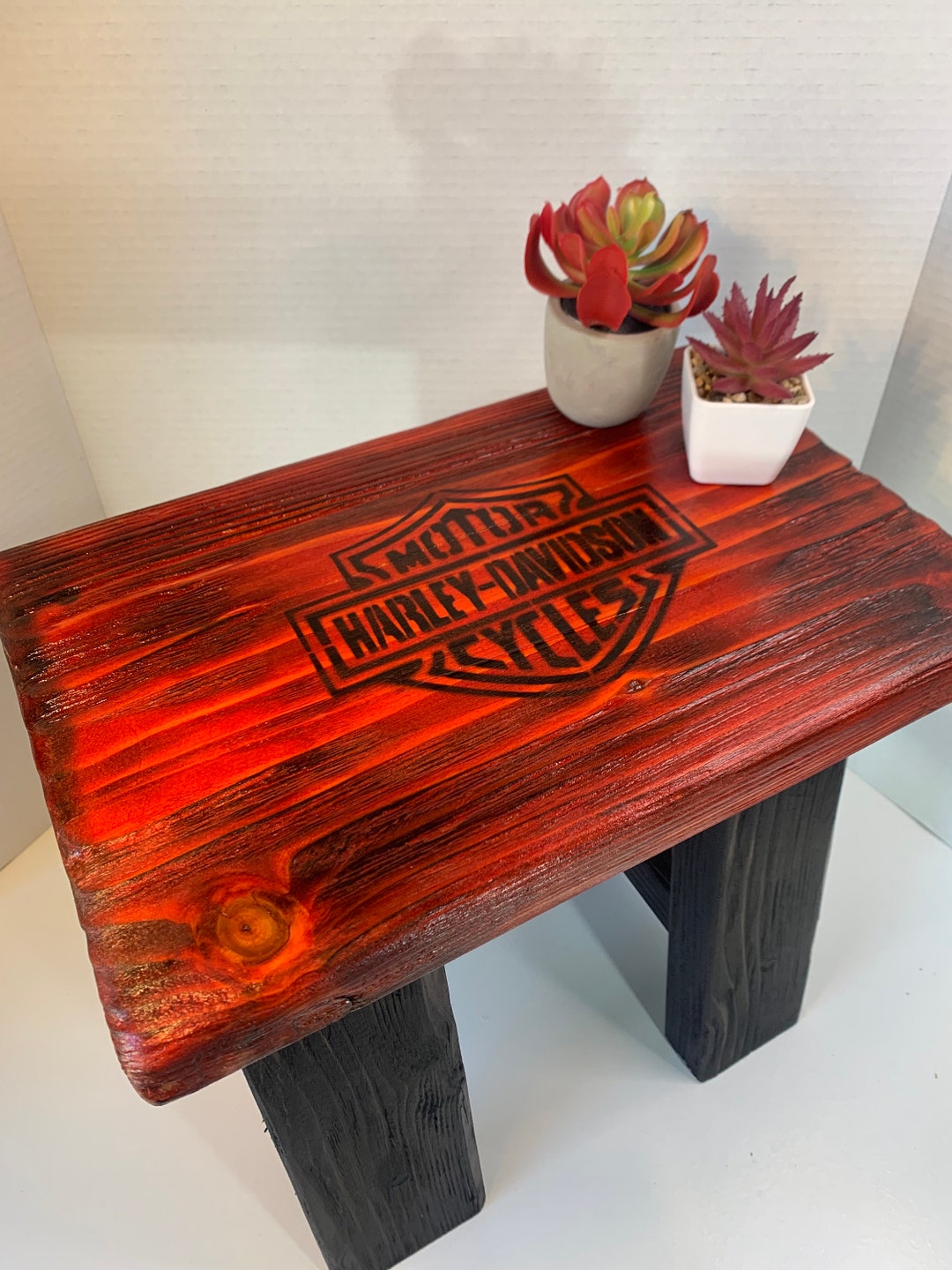 Handmade Solid Wood Harley Davidson Bench Small Stool - Etsy