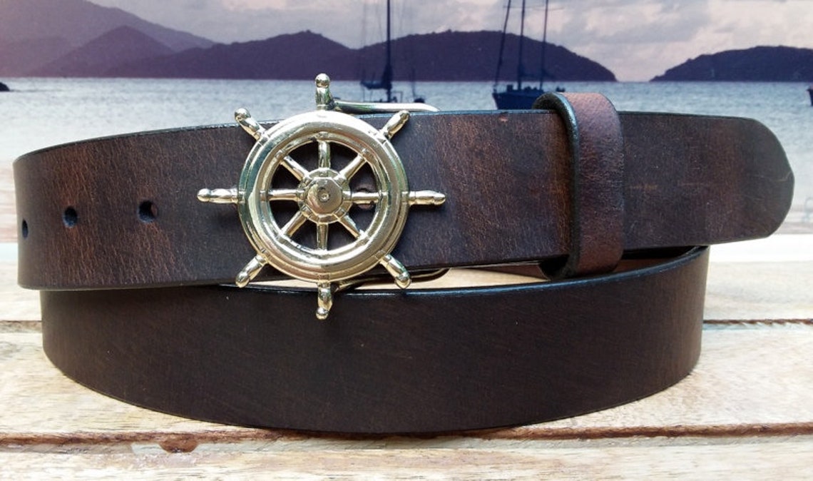 Ships Wheel Leather Sailing Belt - Etsy