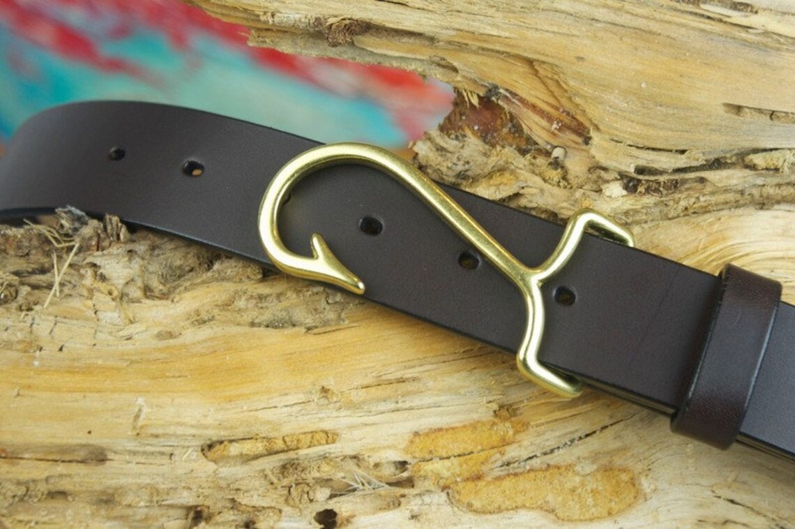 Cape Cod Fish Hook Leather Belt - Etsy
