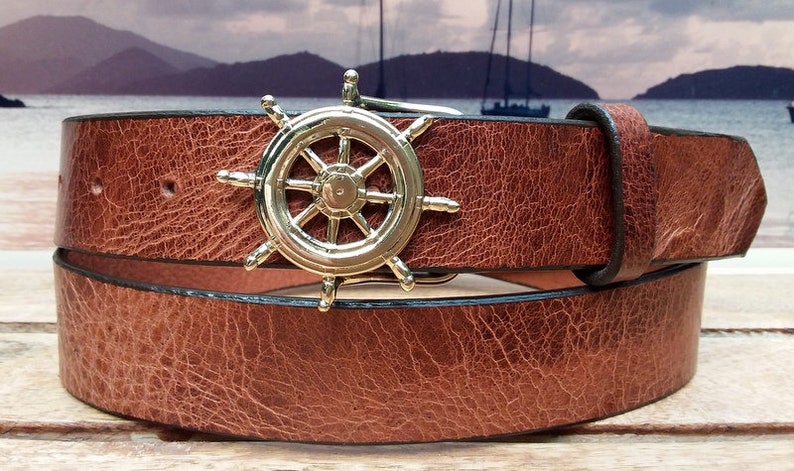 Ships Wheel Leather Sailing Belt - Etsy