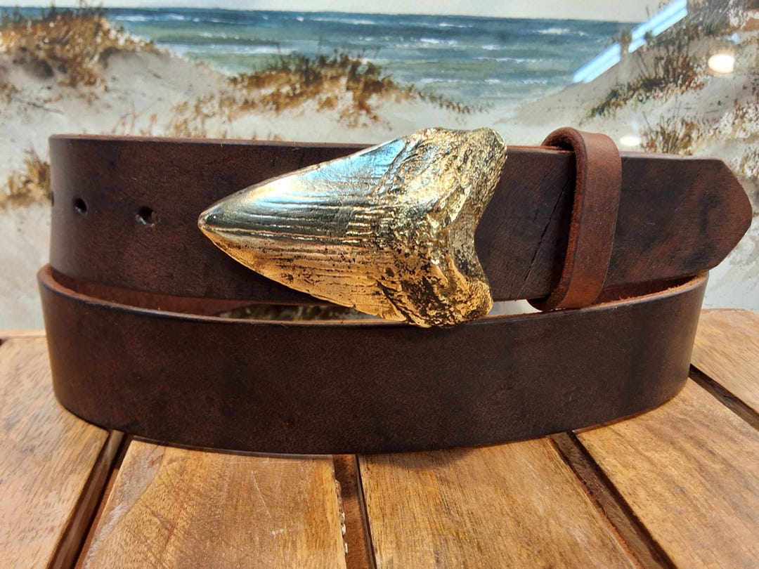 Megalodon Giant Mackerel Shark Tooth Fossil Leather Belt - Etsy