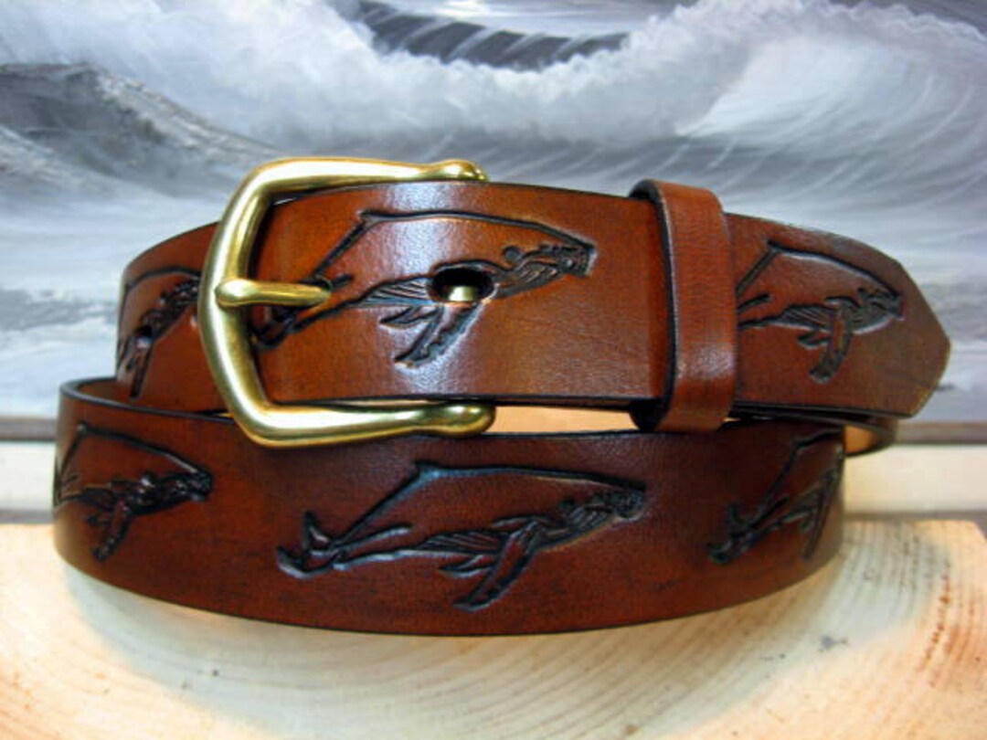 Humpback Whale Embossed Leather Belt - Etsy
