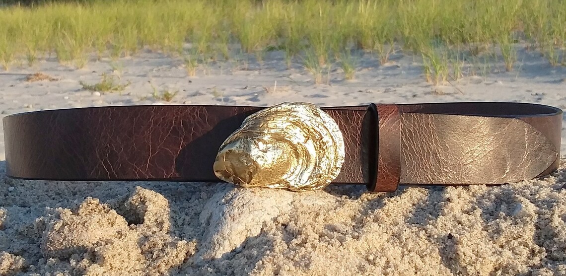 Cotuit Oyster Shell Leather Belt | Etsy