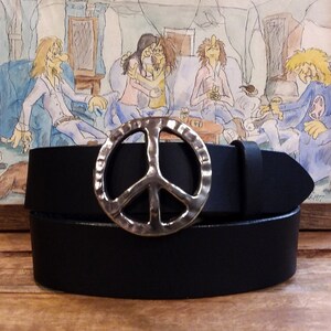 Peace Sign Leather Belt - Etsy