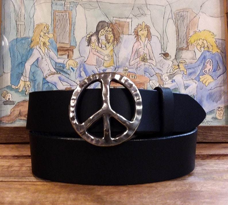 Peace Sign Leather Belt - Etsy