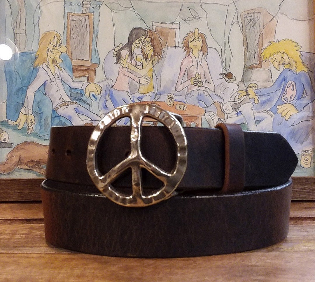 Peace Sign Leather Belt - Etsy