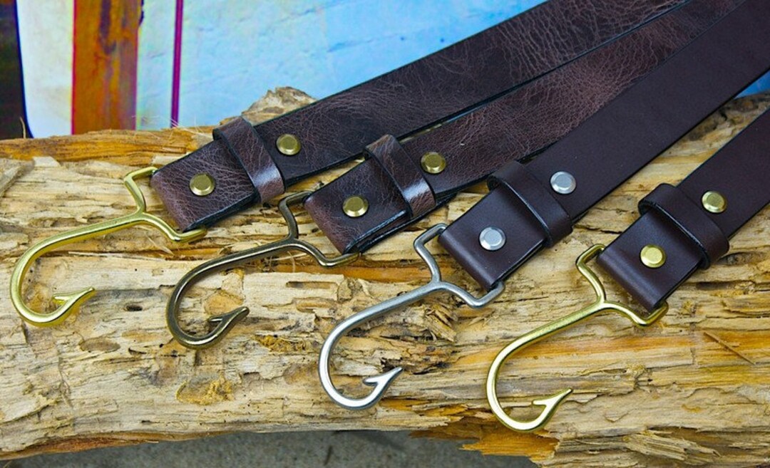 Cape Cod Fish Hook Leather Belt - Etsy
