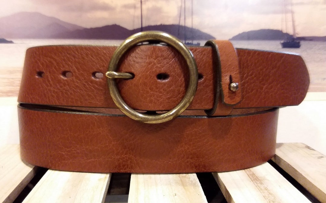 Artisan Handcrafted Pip Vintage O Ring Round Buckle Soft Leather Belt ...