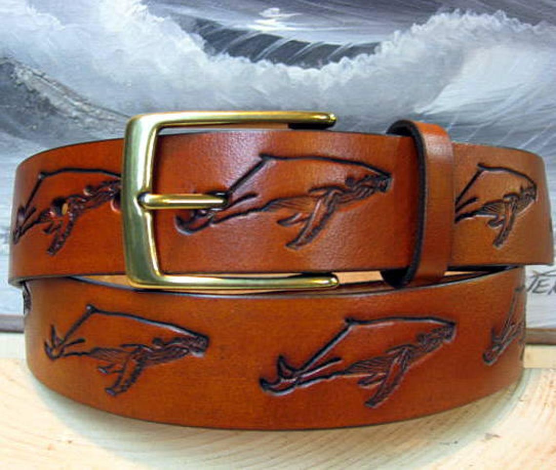 Humpback Whale Embossed Leather Belt | Etsy