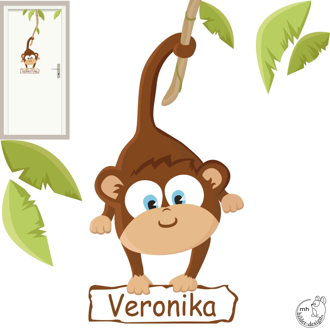Wall Decal Baby Monkey Door Sign for the Nursery - Etsy