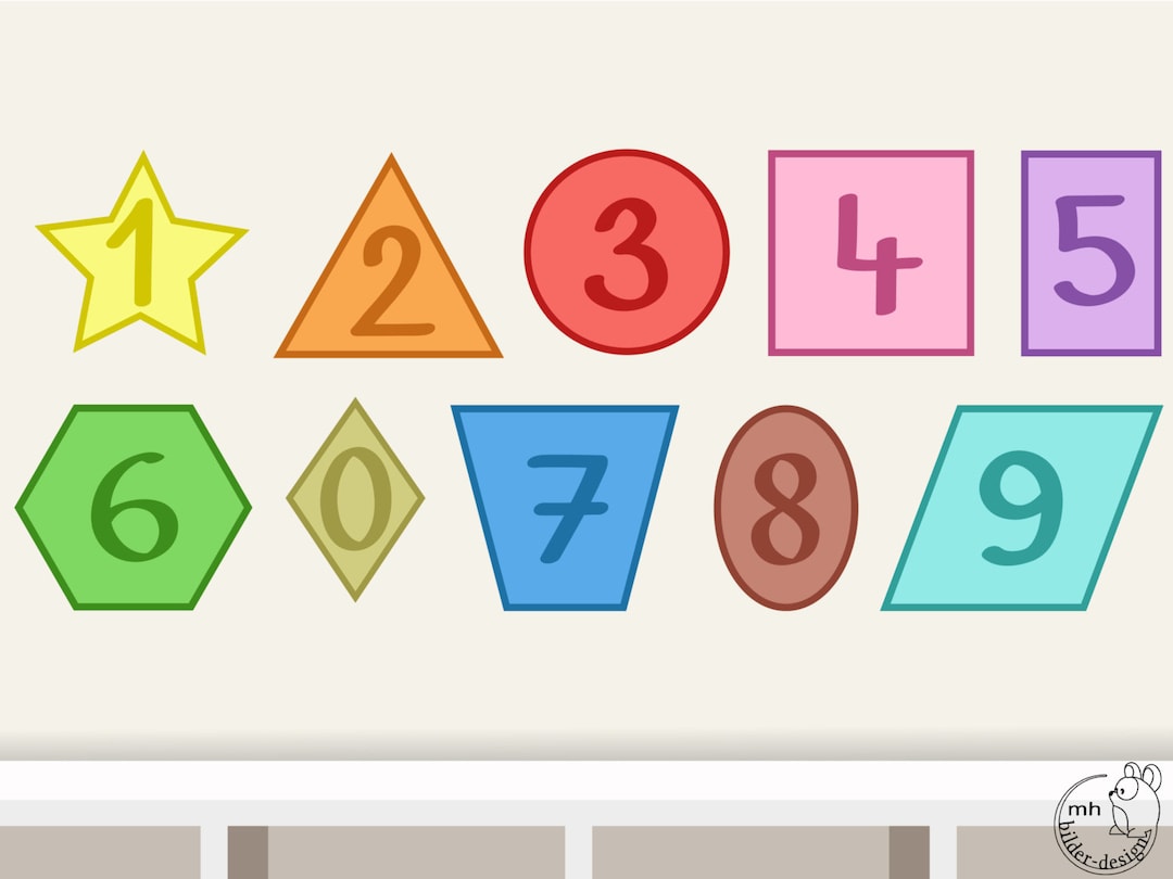 Wall Sticker "numbers and Shapes" Learn Colors" Children's Room Baby ...