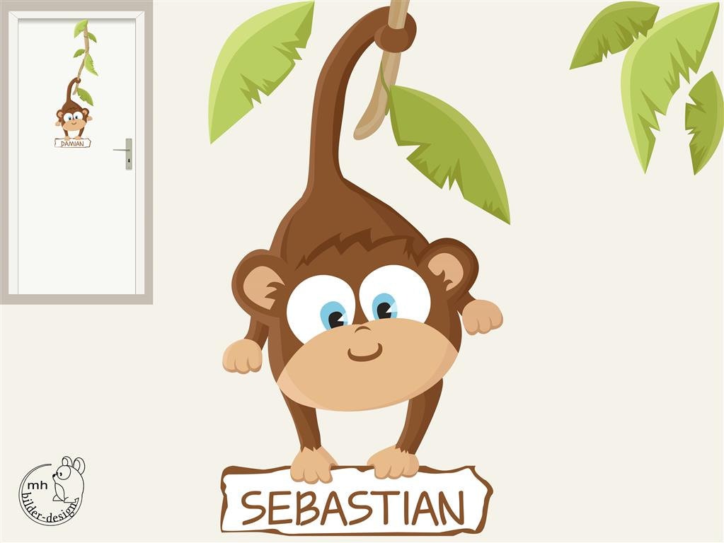 Wall Decal Baby Monkey Door Sign for the Nursery | Etsy