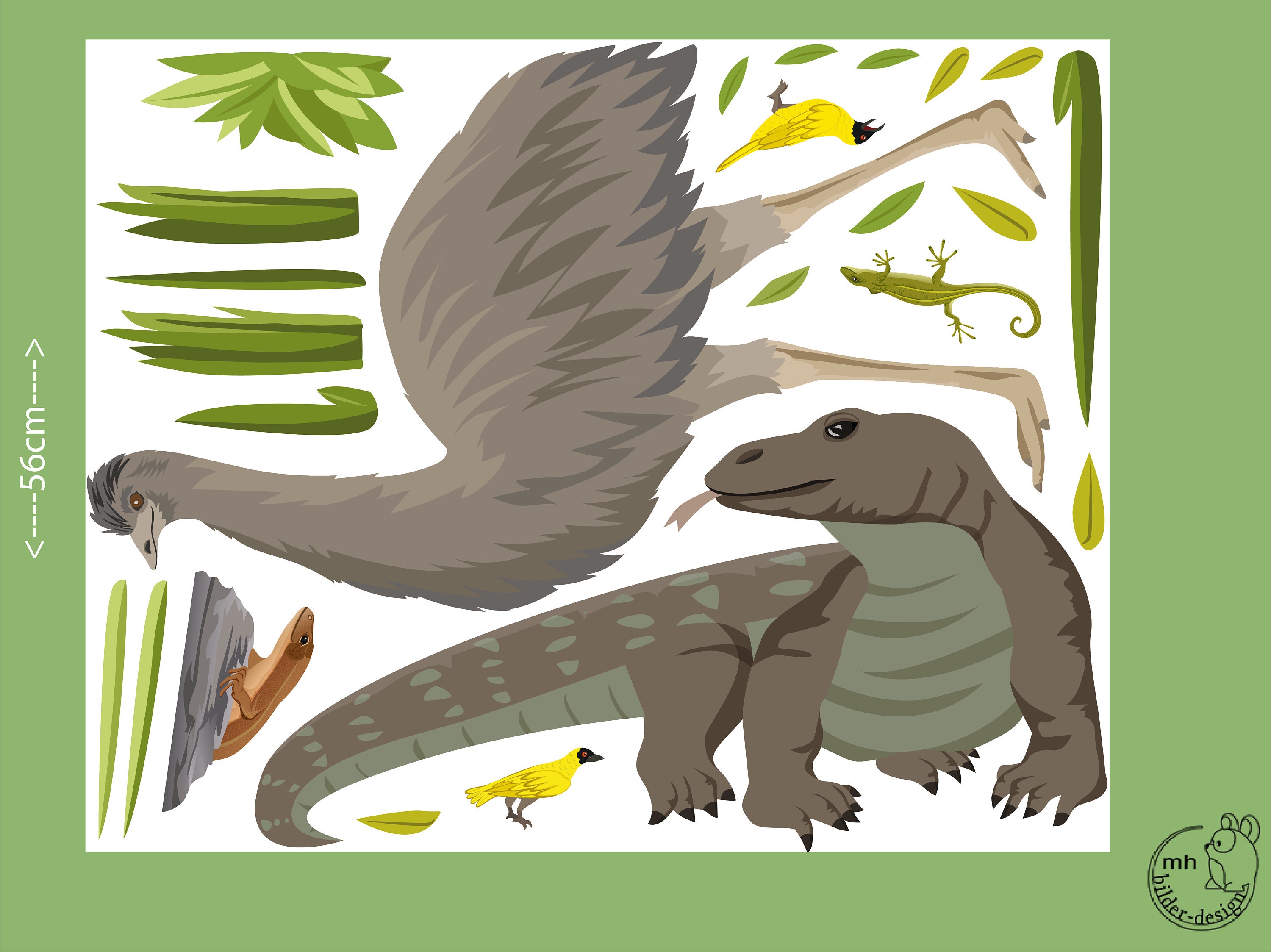 Wall Decal australia Ii. Emu Monitor Lizard - Etsy UK