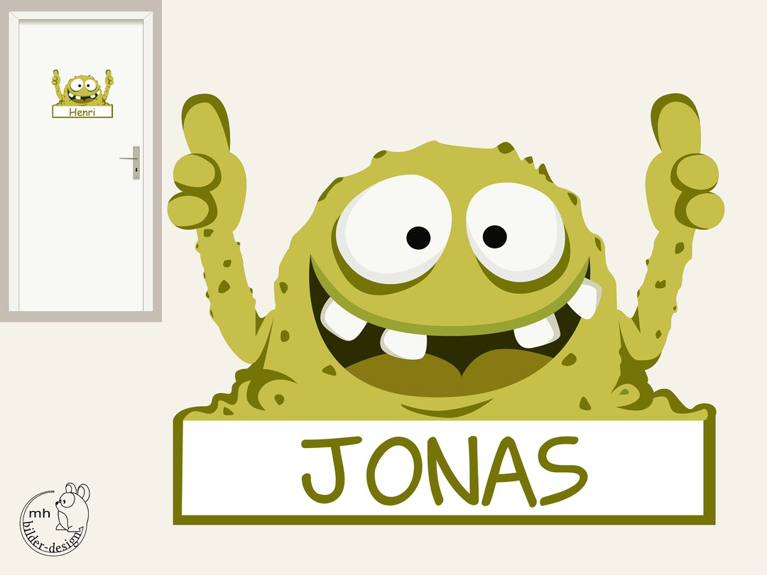 Wall Decal Monster roger Door Sign Creatures - Etsy