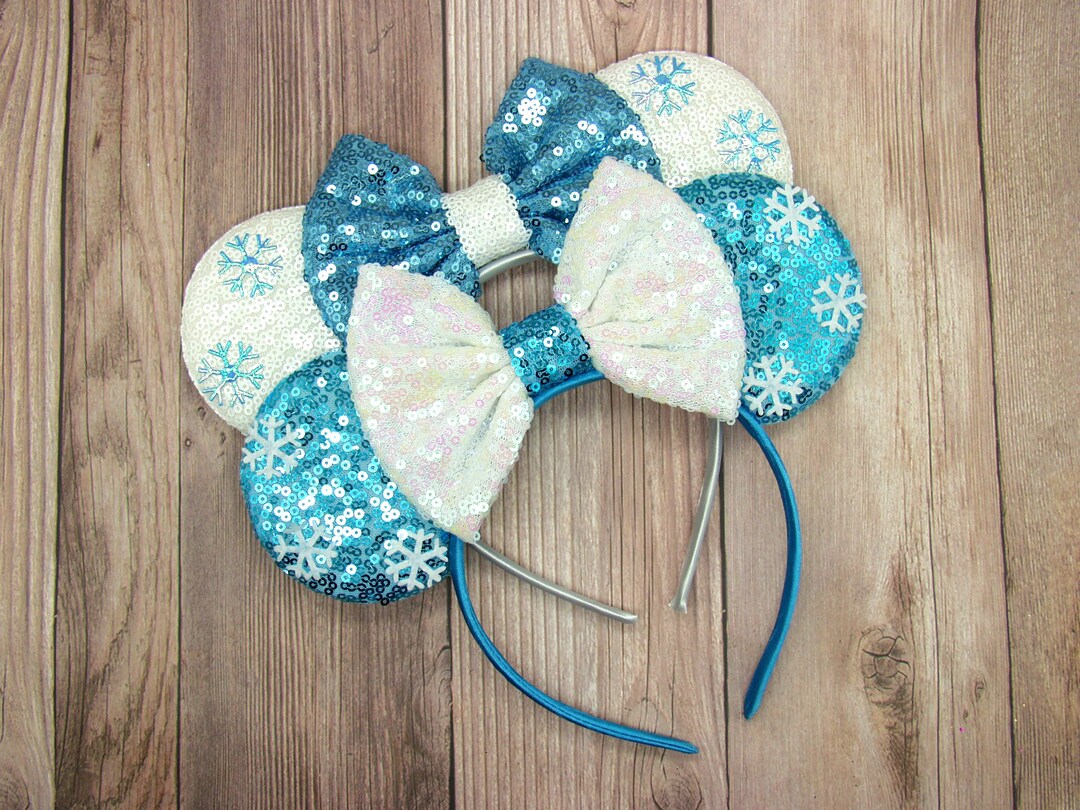 Frozen Snowflake Holiday Mouse Ears With Bow, Ice Princess Frozen ...