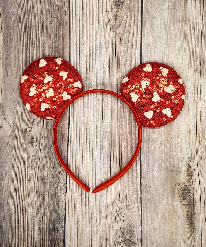 Valentine's Day Red Sequin Heart Mouse Ears, Sweethearts' Nite Ears ...