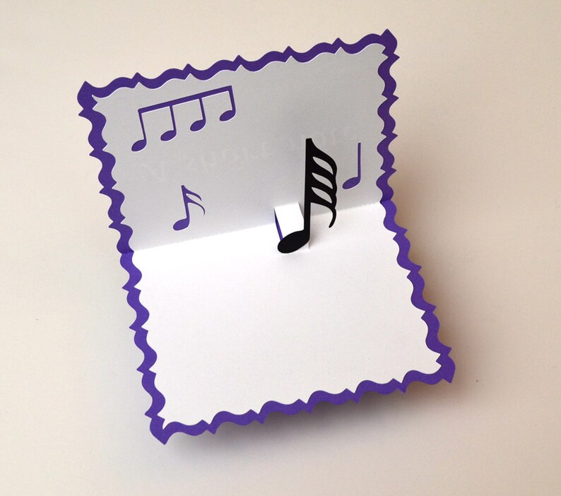 Pop-Up Greeting Card A Short Note Musical Theme Purple | Etsy