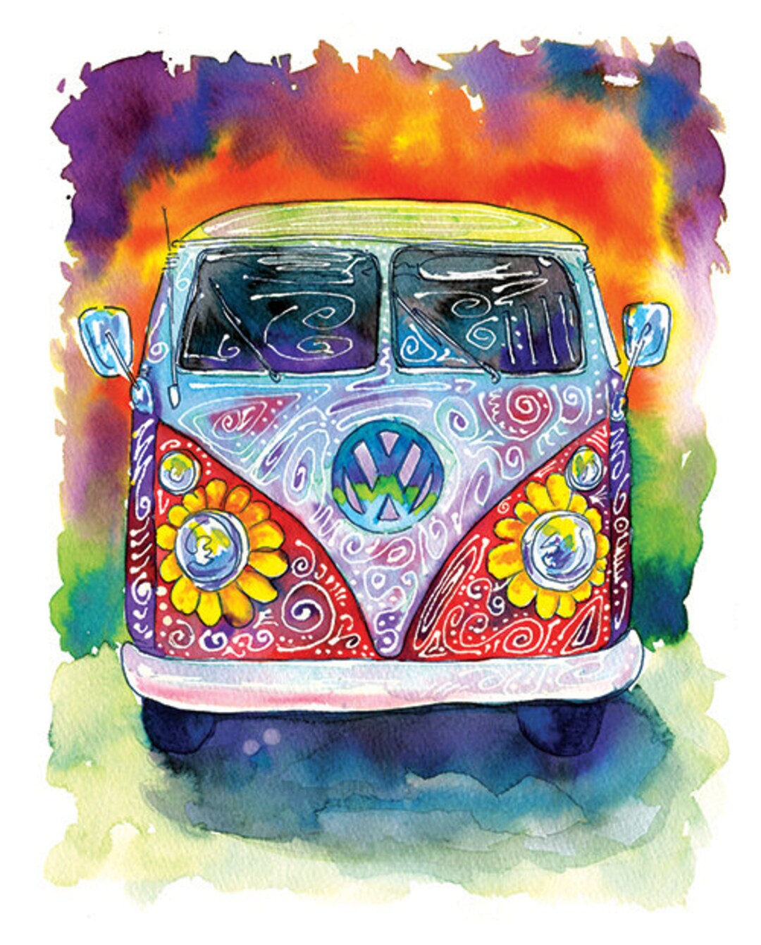 Groovy Hippy Bus - Artist Signed Print - Etsy