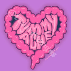 Tummy Ache Intestines Cute Horror Print | Creepy Art | Weird ...