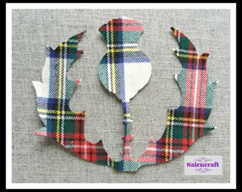 Scottish Thistle Design Applique Patch in Blue Tartan Wool | Etsy