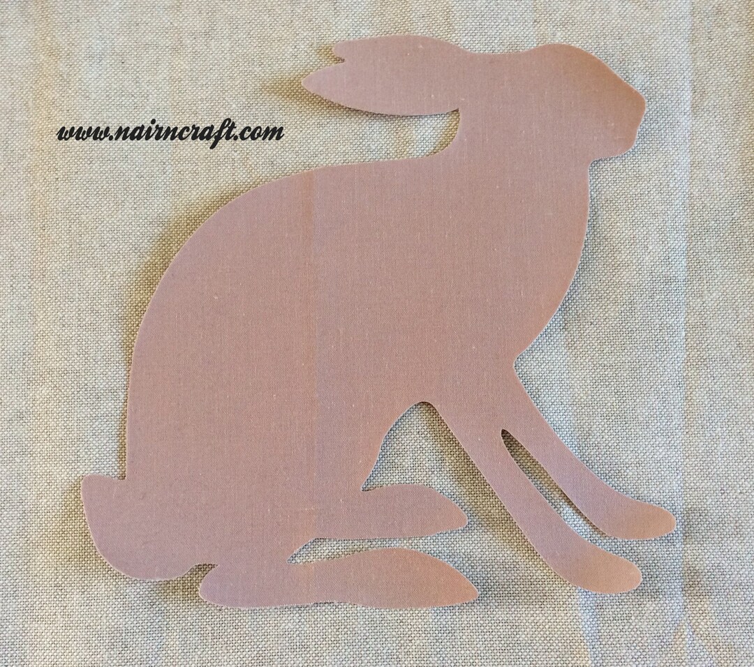 Large Rabbit Hare Applique Patch Made in Brown Scottish Fabric is Cut ...