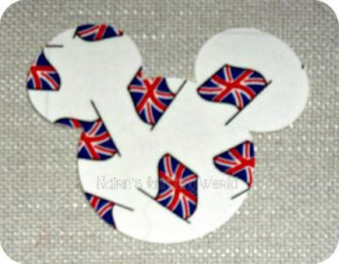 Mickey Mouse Head Applique Patch Patriotic Flag Cotton Fabric Cut Out ...