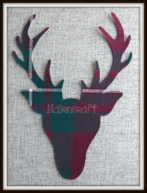 Applique Patch Stag Head Deer head Buck's Head Scottish Wool Tartan ...