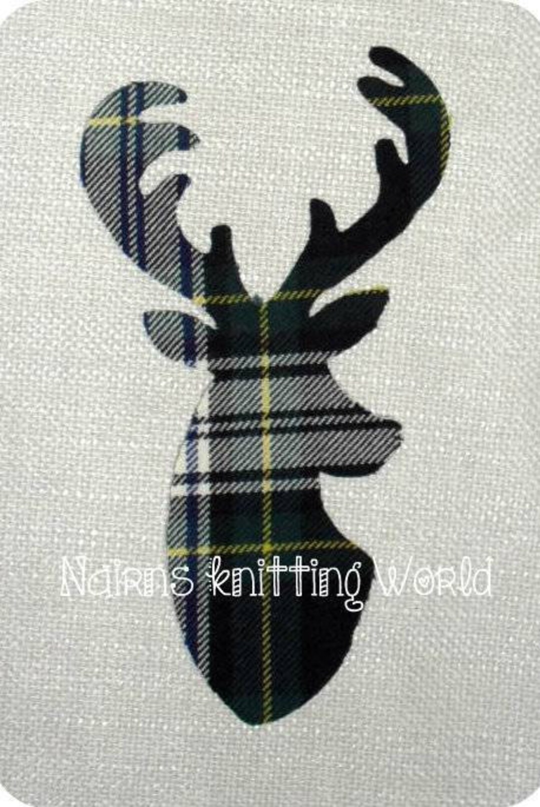 Applique Patch Stag Head Deer Head Buck Head Green Tartan Scottish ...
