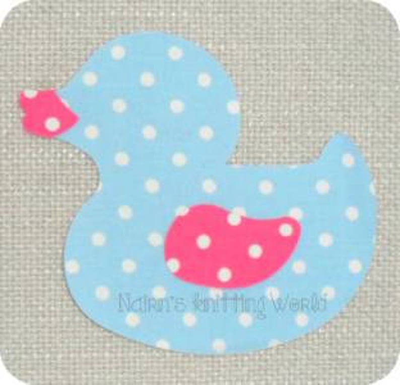Duck Applique Patch in Blue & White Spotted Cotton Fabric. Cut Out Iron ...