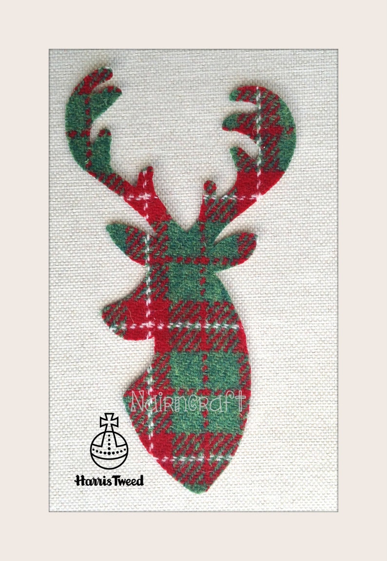 Harris Tweed Applique Patch Stag Head Deer Head Buck's - Etsy