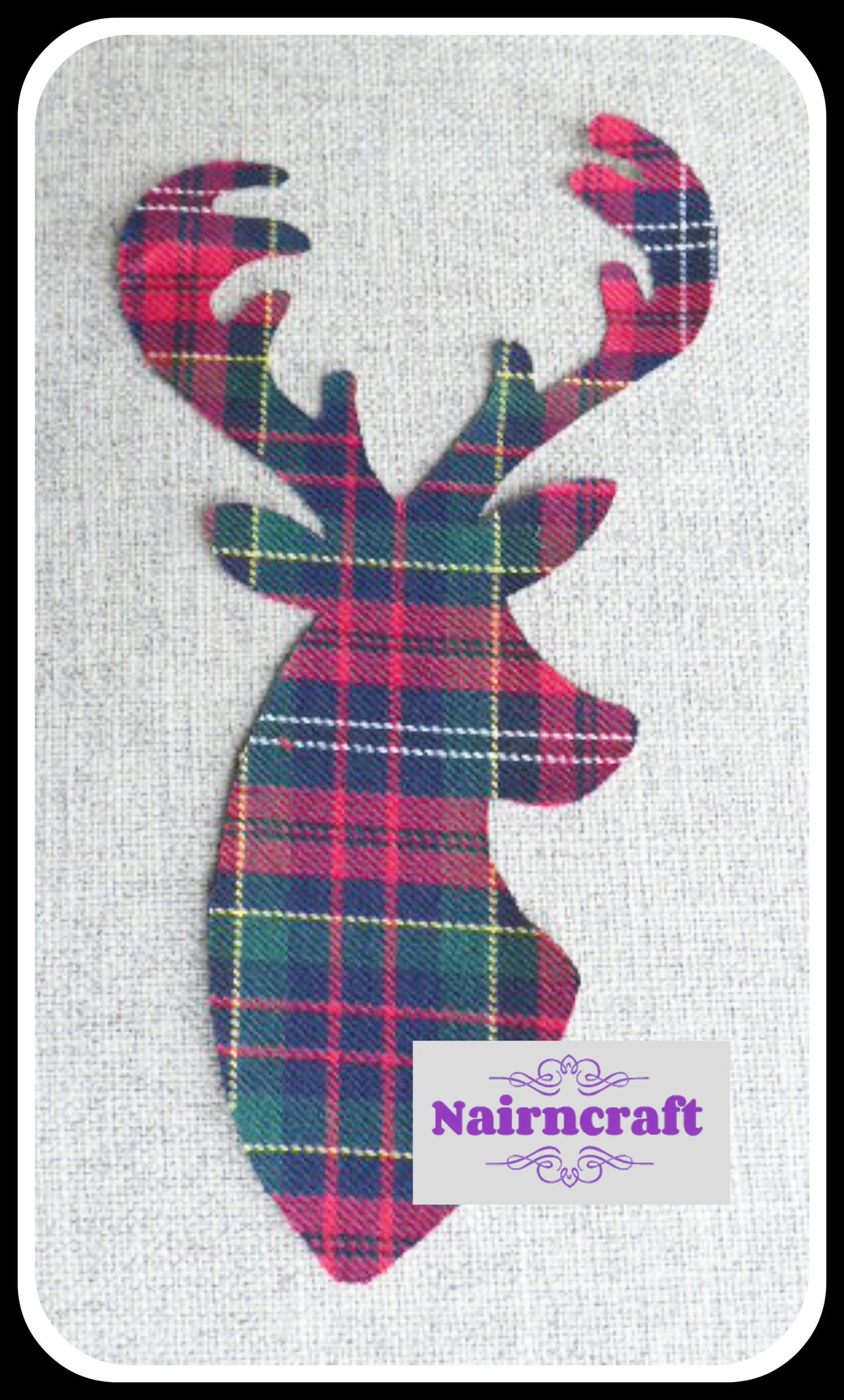 Stag Head Deer Head Buck Head Applique Patch Scottish Christmas Tartan ...