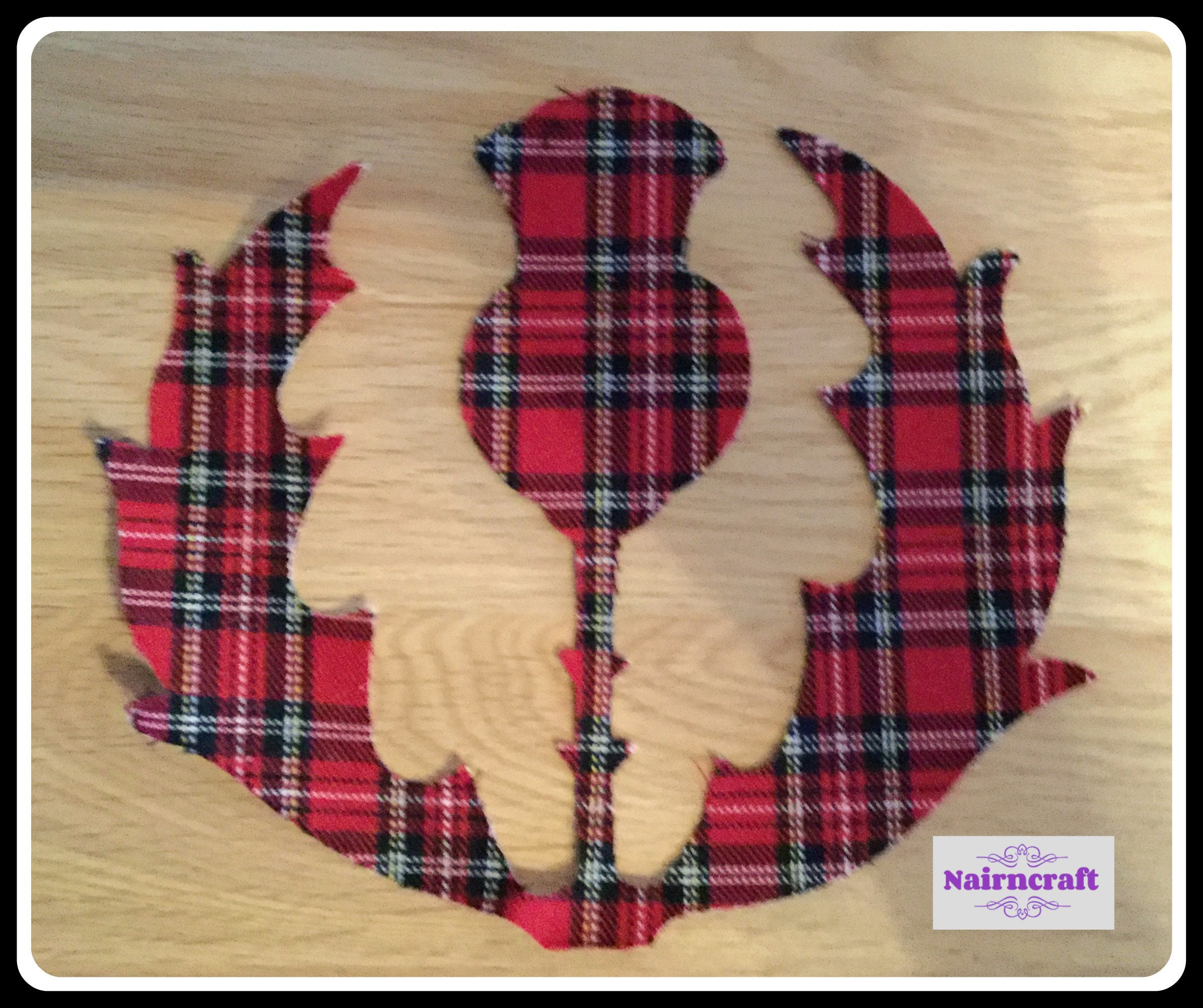 Scottish Thistle Design Applique Patch in Royal Stewart Red Tartan Wool ...
