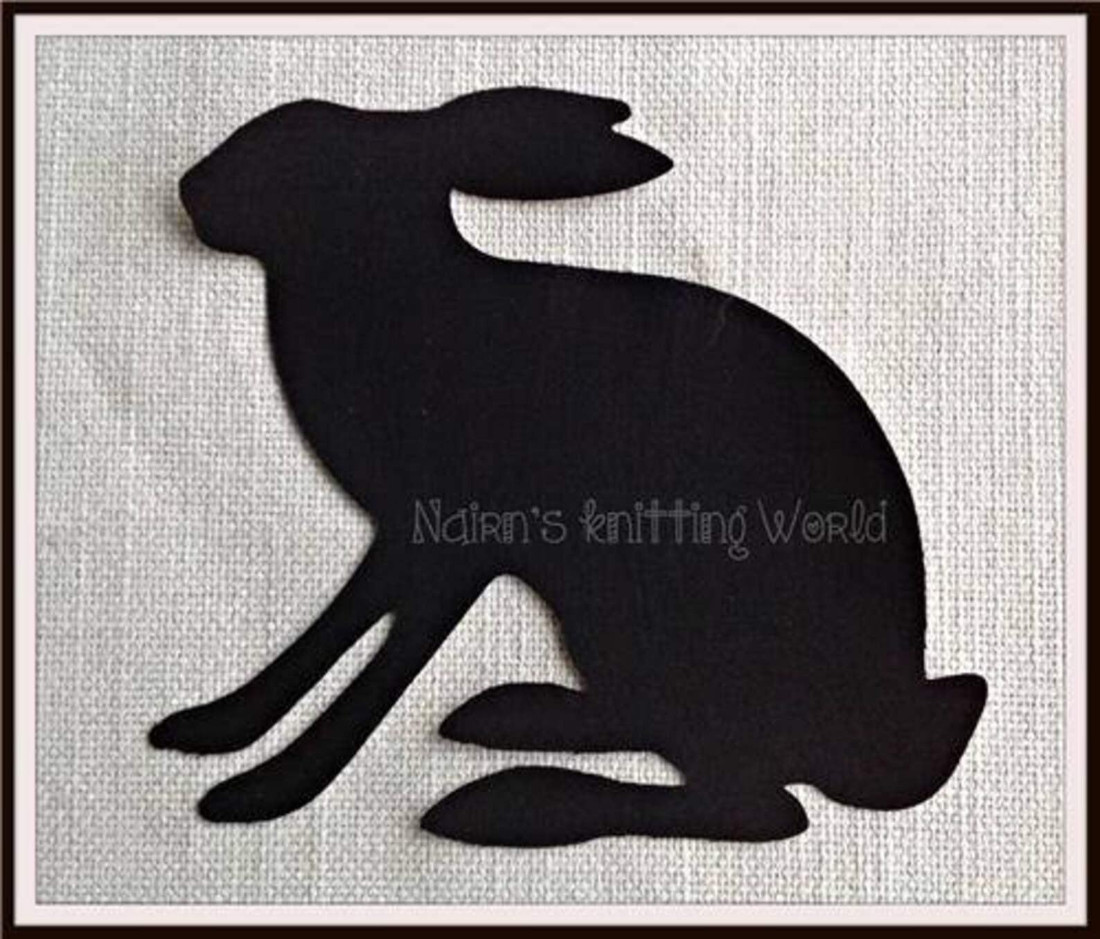 Large Rabbit Hare Applique Patch Made in Black Scottish Fabric is Cut ...