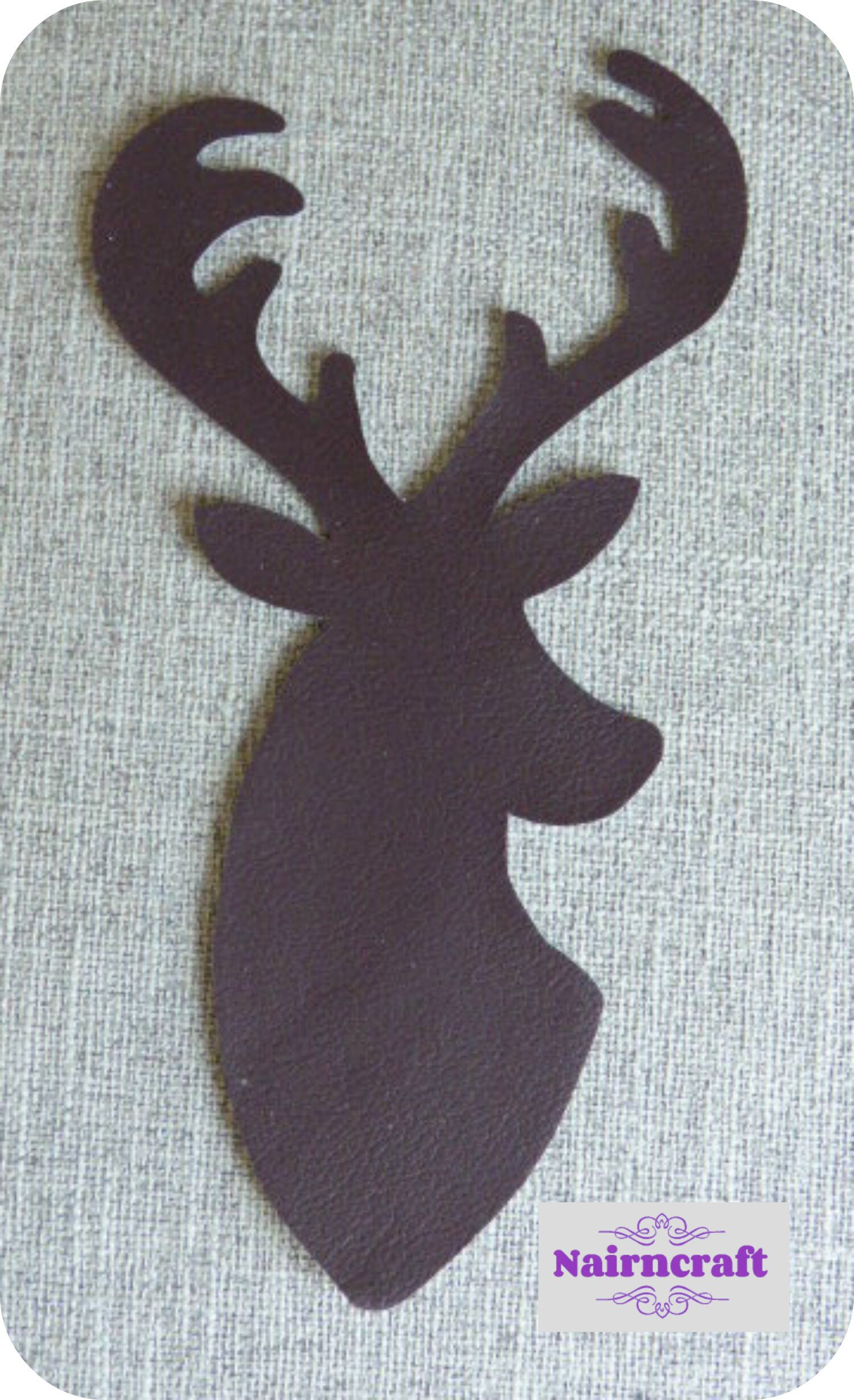 Applique Patch Stag Head Deer Head Buck Head Brown Marine Vinyl Fabric ...