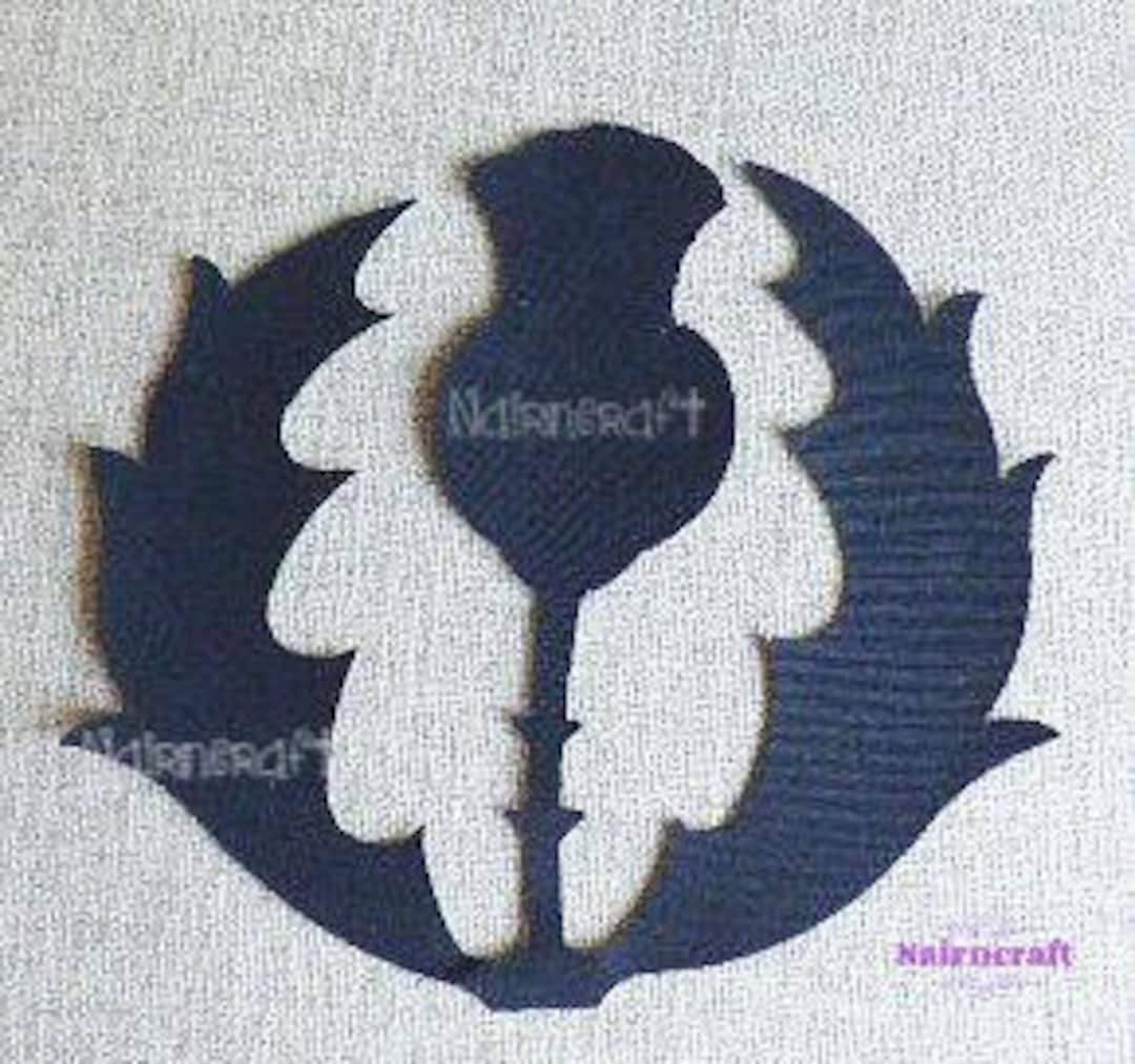 Scottish Thistle Design Applique Patch in Black Wool Fabric. It is Cut ...